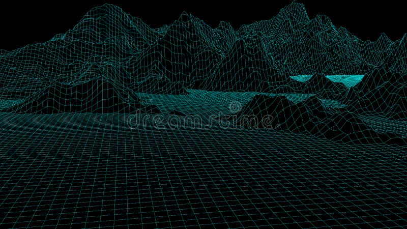 Landscape Design of Mountains. Wireframe Landscape 3d Stock Photo ...