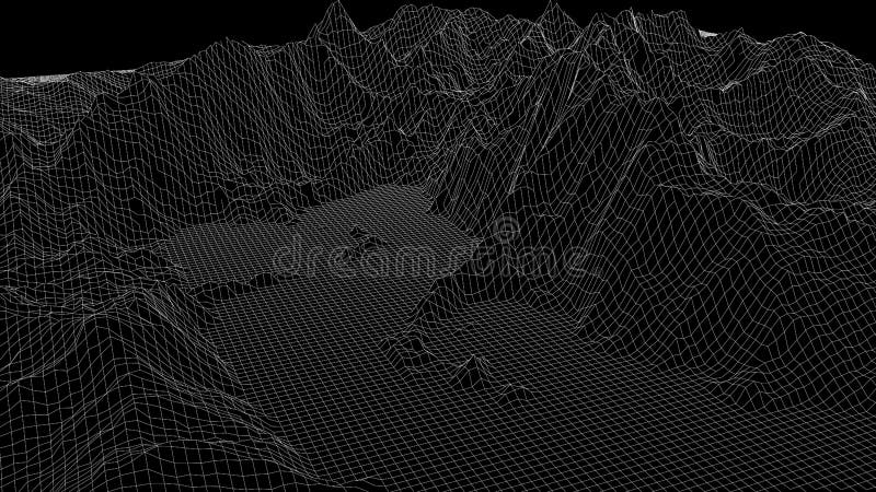 Landscape Design of Mountains. Wireframe Landscape 3d Stock ...
