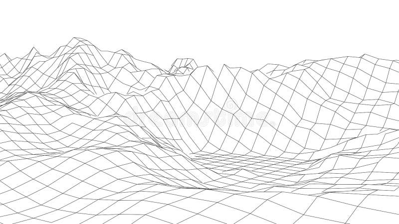 Landscape Design of Mountains. Wireframe Landscape 3d Stock ...