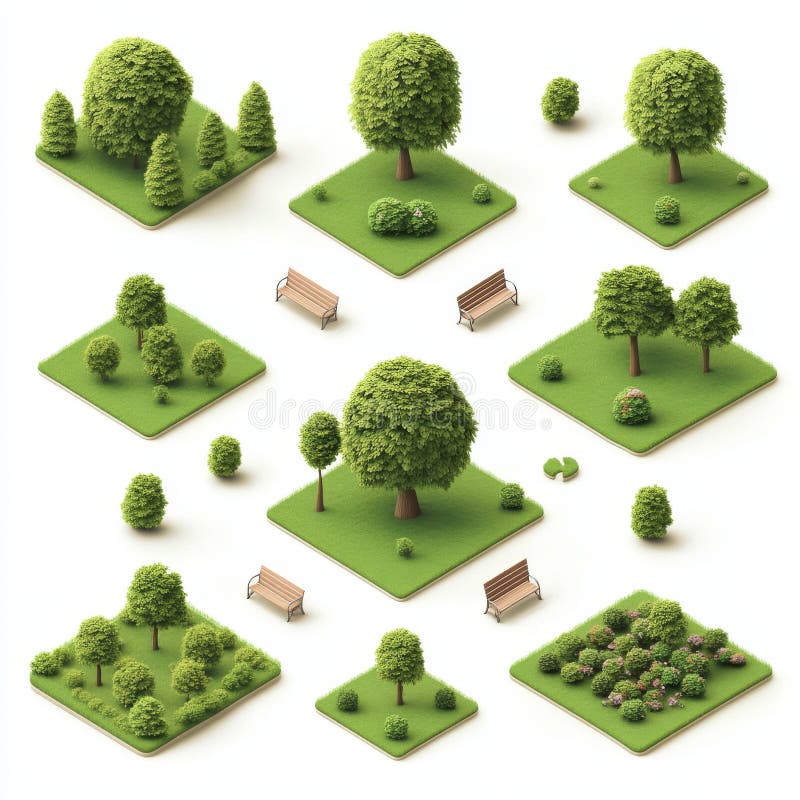 Landscape Design Projects with Beautiful Park Elements Stock Image ...