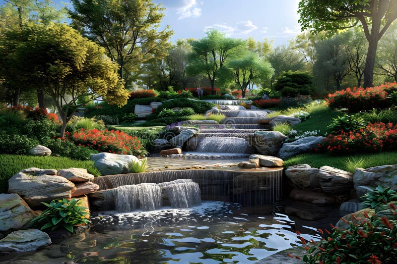 Landscape Design Renderings Generated Using AI. Stock Illustration ...