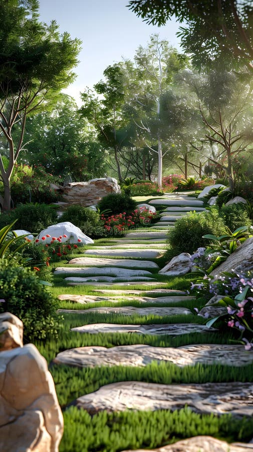 Landscape Design Renderings Generated Using AI. Stock Illustration ...