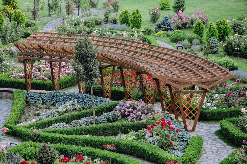 Landscape Design of a Rosarium on the Territory of the Park Stock Image ...