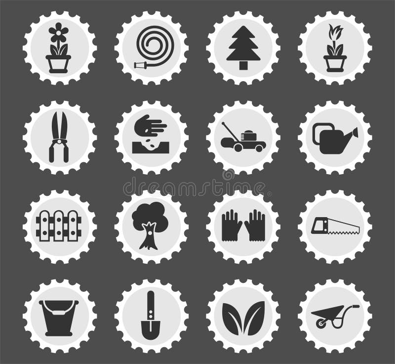 Landscape design icon set stock vector. Illustration of shovel - 128456320