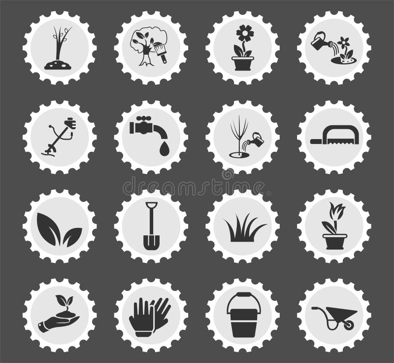 Landscape design icon set stock vector. Illustration of mark - 128456326