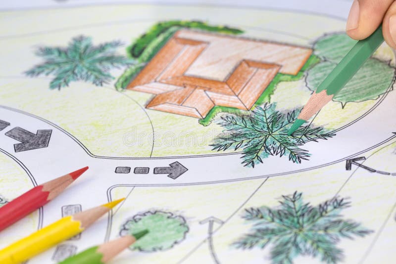 Landscape Designs Blueprints for Resort. Stock Photo - Image of ...