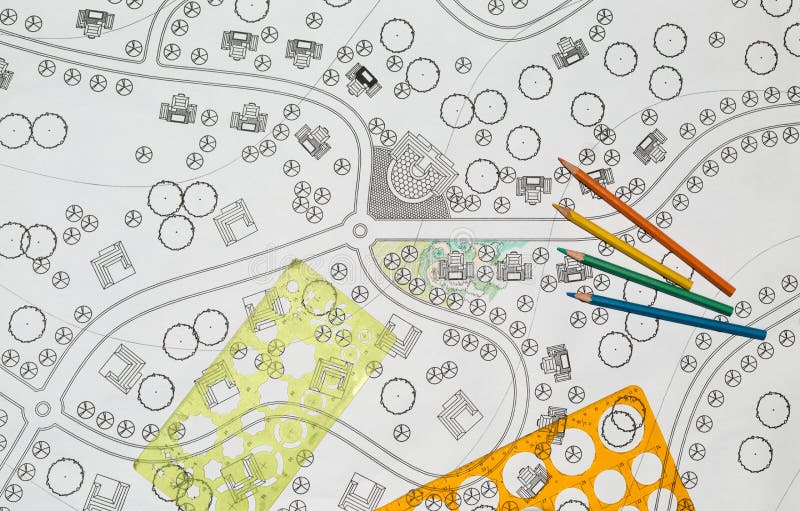 Landscape Designs Blueprints for Resort. Stock Photo - Image of ...