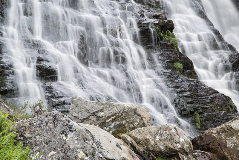 Landscape Detail of Waterfall Over Rocks in Summer Long Exposure Stock ...