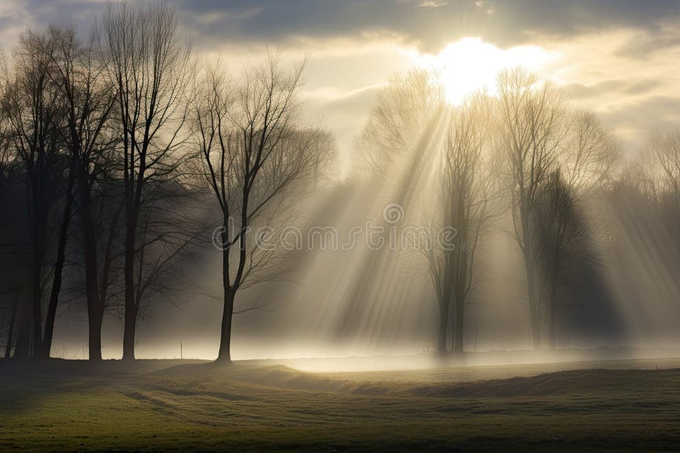 Landscape with Divine Sun Rays Stock Photo - Image of agriculture ...