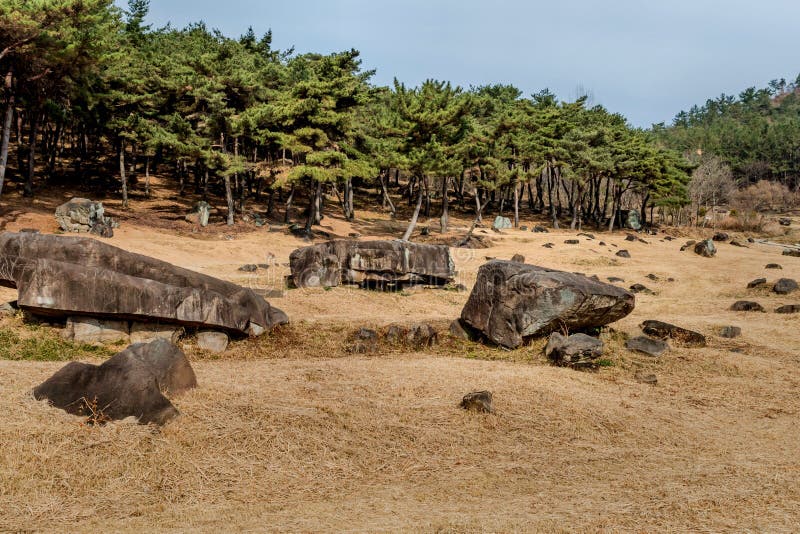 Landscape Dolmen Burial Chambers at Neolithic Park Stock Photo - Image ...