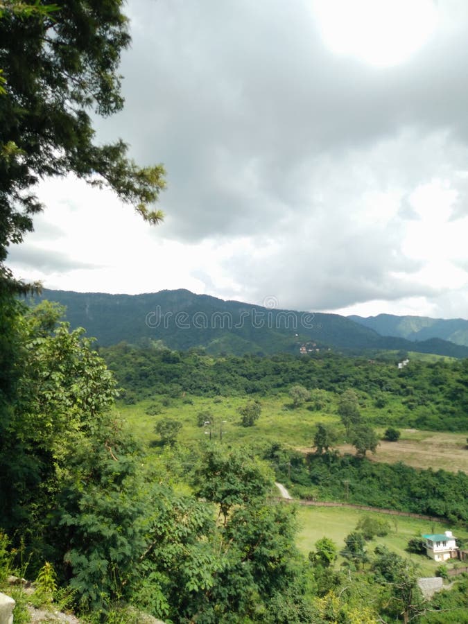 Landscape in Doon Valley India Clouds Hills Forest Fields Houses Stock ...
