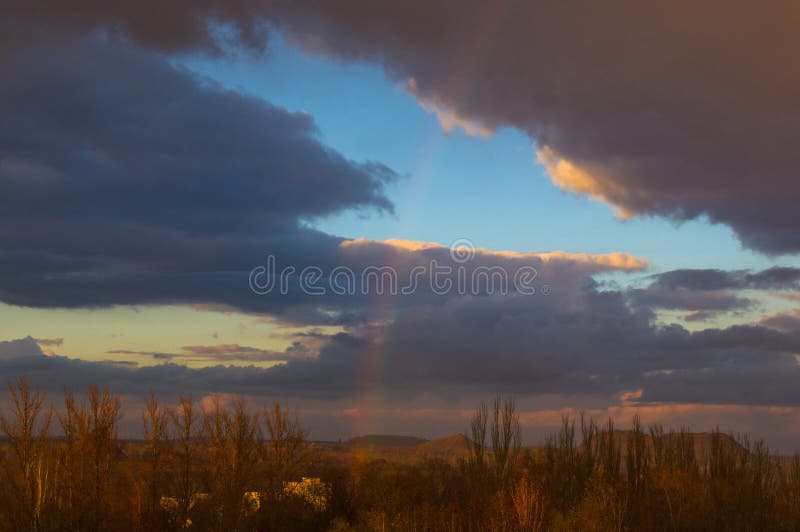 Landscape with Dramatic Light Stock Photo - Image of evening, autumn ...