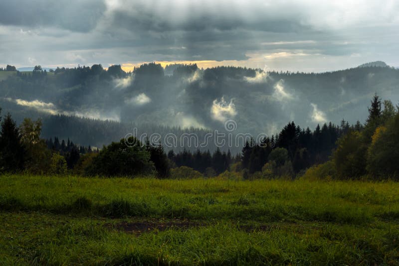 Landscape with a Dramatic Sky Stock Photo - Image of clouds, forest ...