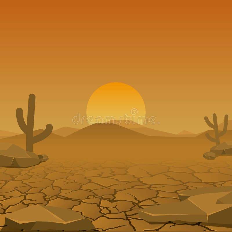 Dry Desert Vector Illustration Stock Vector - Illustration of editable ...