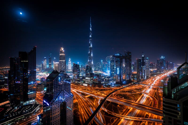 Landscape of Dubai by Night Stock Image - Image of arabian, gulf: 166342755