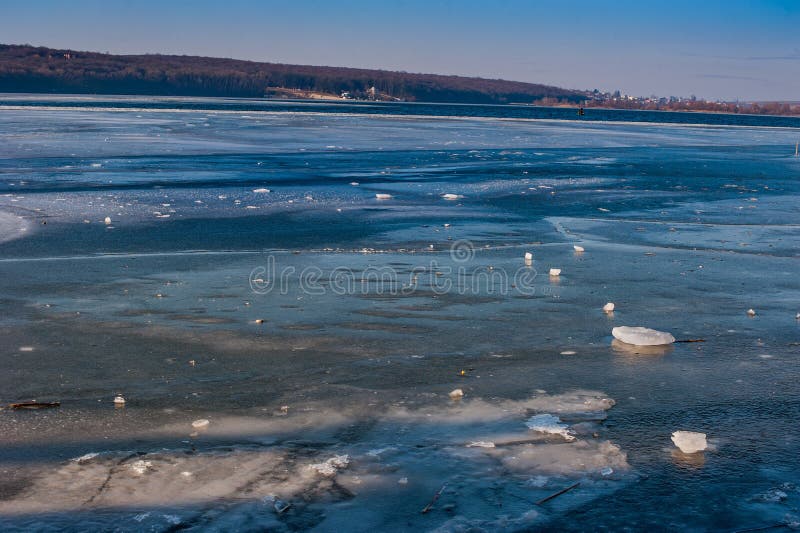 Landscape of Early Spring Melting Ice on the Lake Stock Photo - Image ...