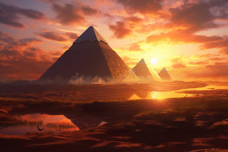 Landscape with Egyptian Pyramids. Egyptian Pyramids Panorama Stock ...