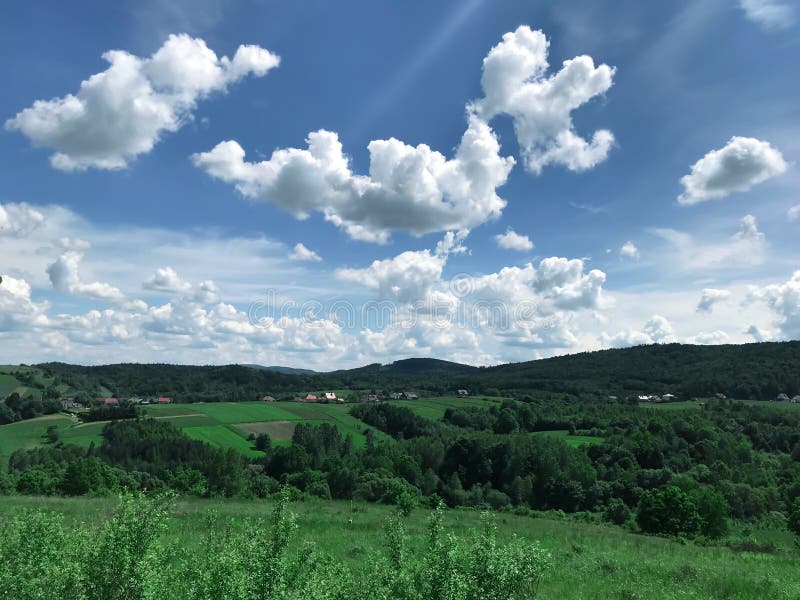 Landscape on European Meadows, Pastures High in the Mountains. White ...