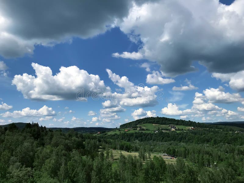 Landscape on European Meadows, Pastures High in the Mountains. White ...