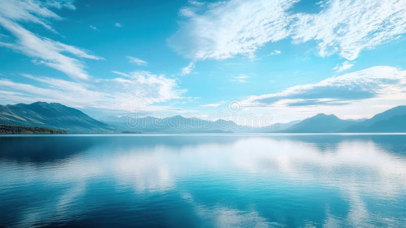 Landscape with Expansive Water Under Open Sky Stock Illustration ...