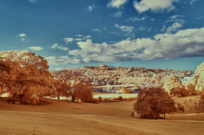 Landscape in False Colors Taken with an Infrared Modified Camera Stock ...