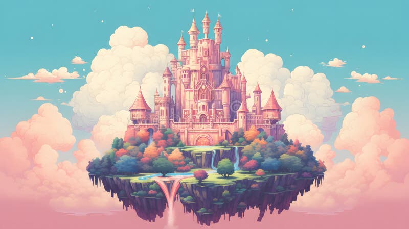 Landscape of a Fantasy Architecture Style Castle High Up in the ...
