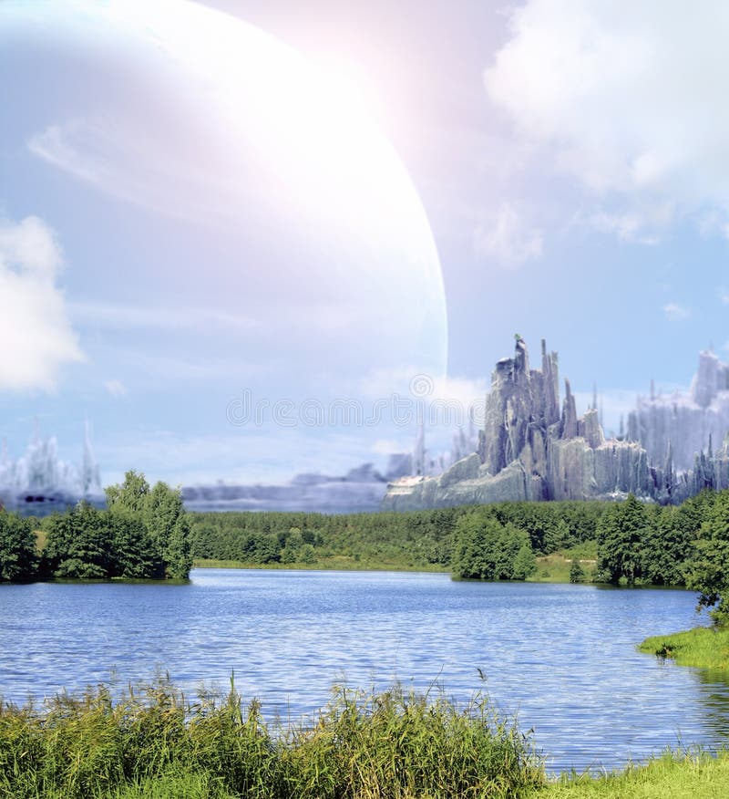 Landscape in Fantasy Planet Stock Image - Image of distant, mystery ...