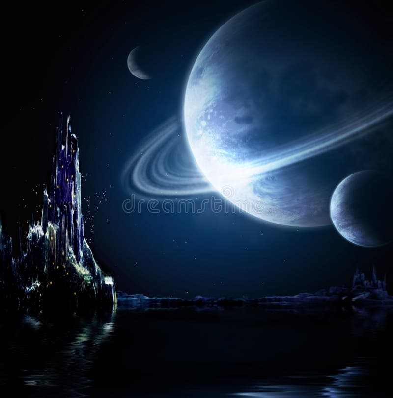 Landscape in Fantasy Planet Stock Illustration - Illustration of ...