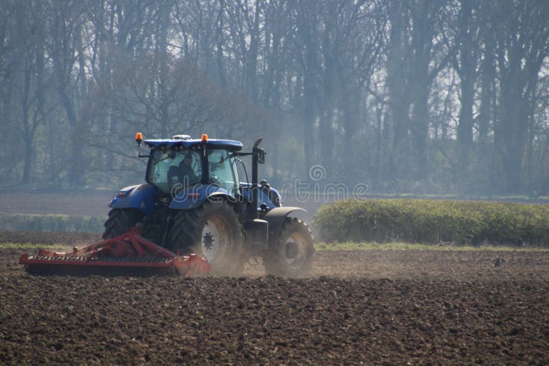 Landscape Farmer Ploughing His Fields Stock Image - Image of plough ...