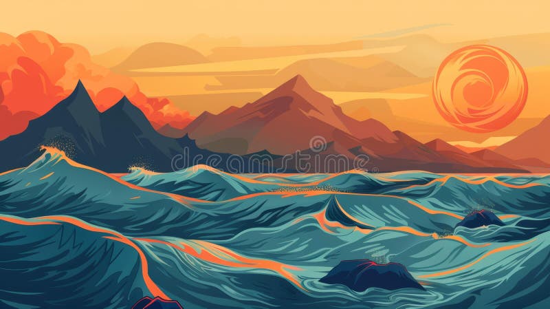 A Landscape Featuring Rolling Hills that Mimic Ocean Waves Stock ...