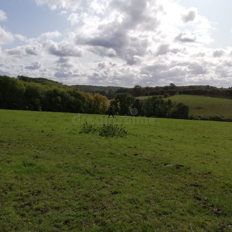 Landscape Field Cloud Grass Stock Photo - Image of meadow, horizon ...