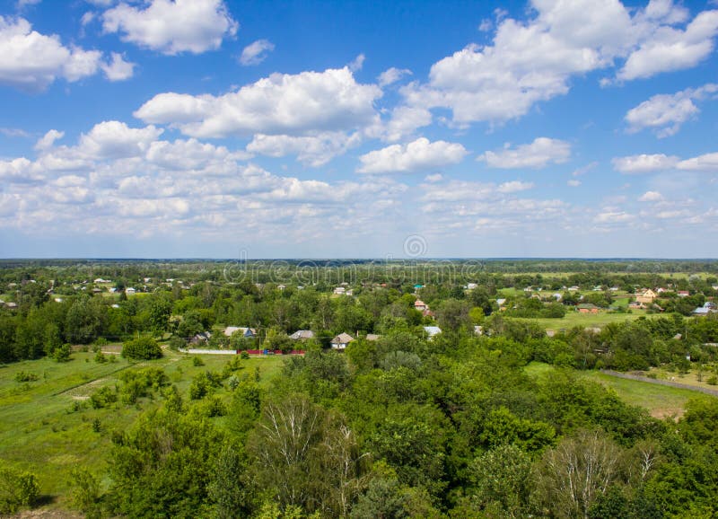 Landscape, Field and Forest with a Height. Background. Stock Image ...