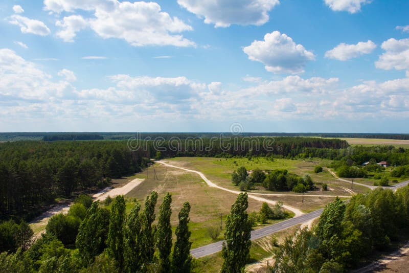 Landscape, Field and Forest with a Height. Background. Stock Image ...