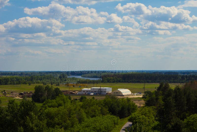 Landscape, Field and Forest with a Height. Background. Stock Photo ...