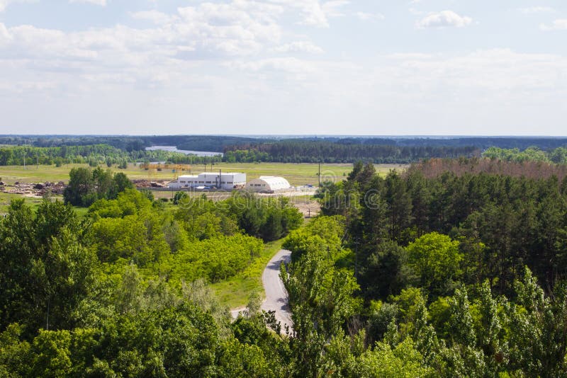 Landscape, Field and Forest with a Height. Background. Stock Photo ...