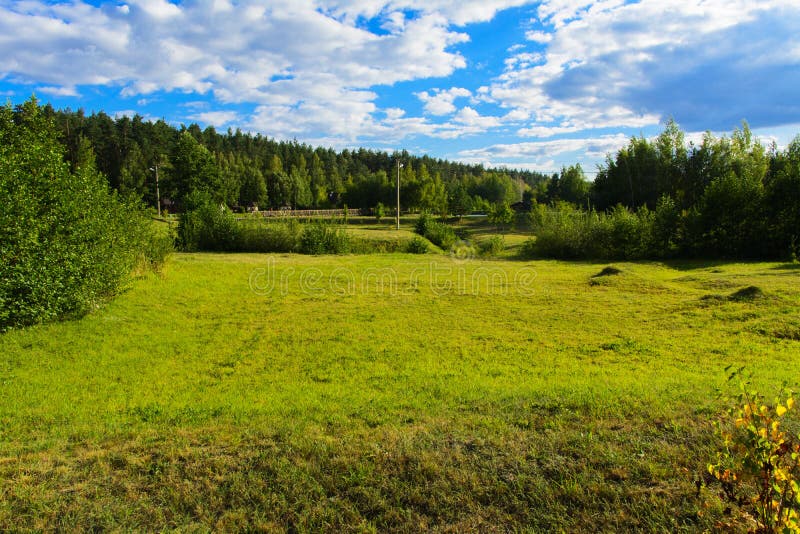 The Landscape of the Field on the Lake Stock Photo - Image of beauty ...
