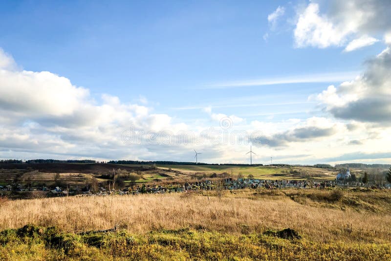 Landscape of Field in Late Autumn Stock Photo - Image of cloud, road ...