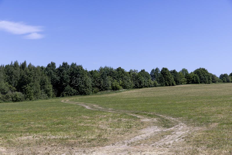 A Landscape in a Field with a Road without Asphalt Stock Image - Image ...