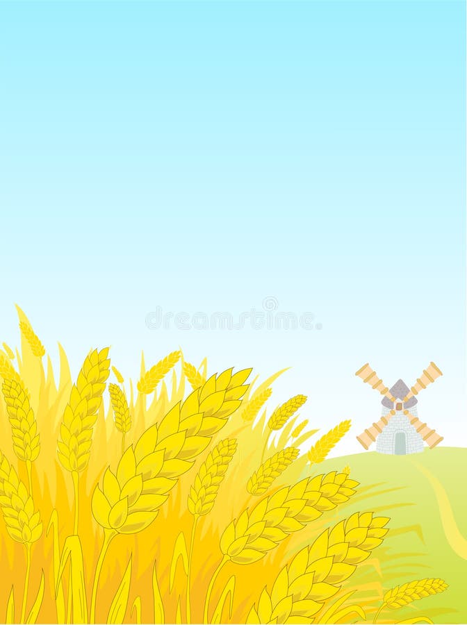 Landscape with a Field of a Rye Stock Vector - Illustration of graphic ...