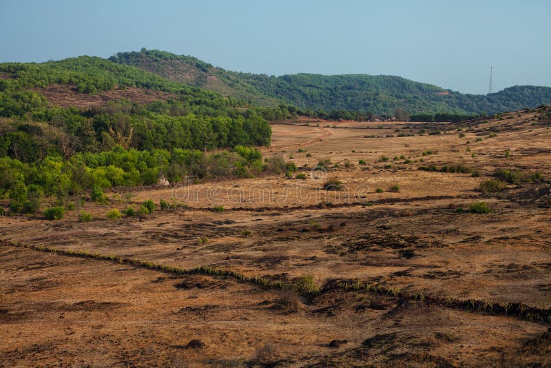Landscape with Flat Terrain and Hills Covered with Forests Stock Image ...
