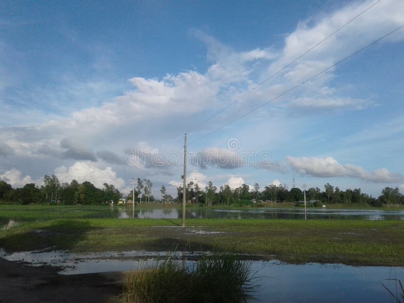 A Landscape of Flooded Fields and a Dramatic Sky Stock Photo - Image of ...