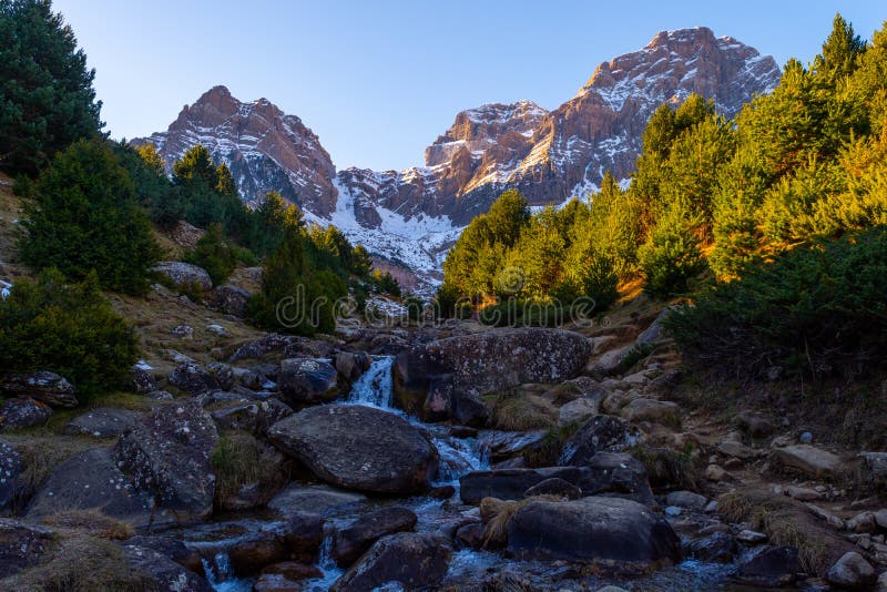 Landscape of Flowing Water on Big Rocks Surrounded with Trees Under ...