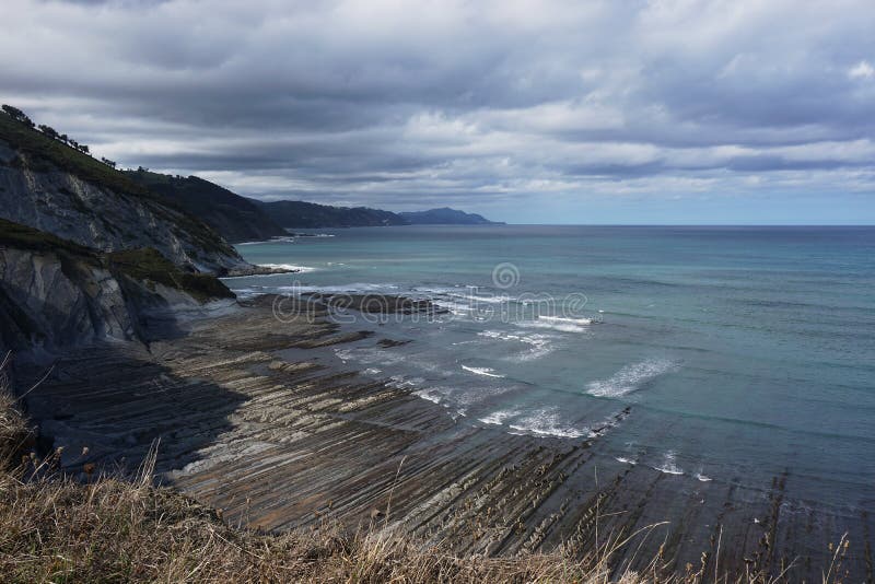 Landscape of Flysch Cliffs in Basque Country, Spain Stock Image - Image ...