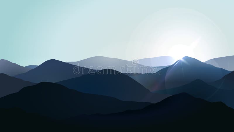 Landscape Fog in the Blue Mountains Vector Illustration Stock Vector ...