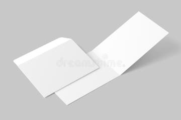 A4 A5 A6 Landscape Folded Invitation Card with Envelope 3D Rendering ...
