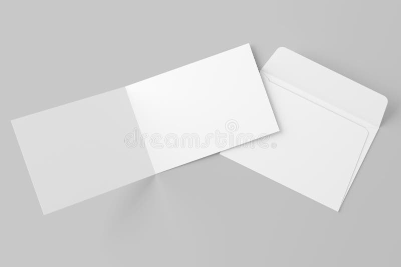 A4 A5 A6 Landscape Folded Invitation Card with Envelope 3D Rendering ...