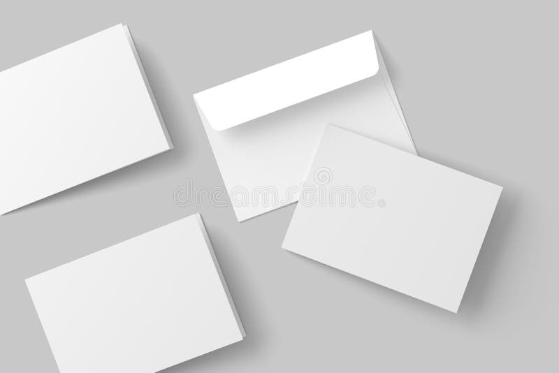 A4 A5 A6 Landscape Folded Invitation Card with Envelope 3D Rendering ...