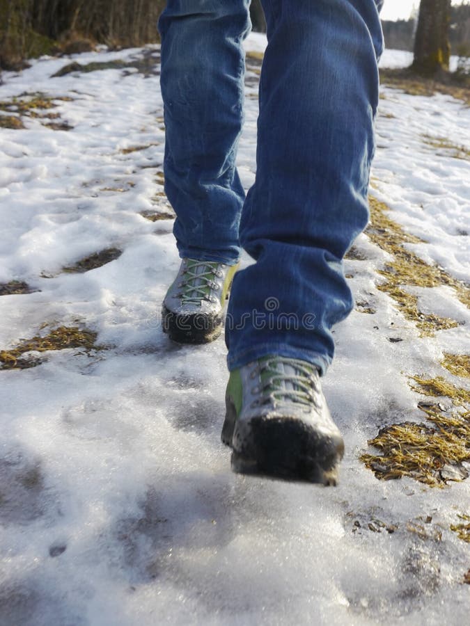 Snow footstep stock image. Image of hiker, alone, background - 45088275