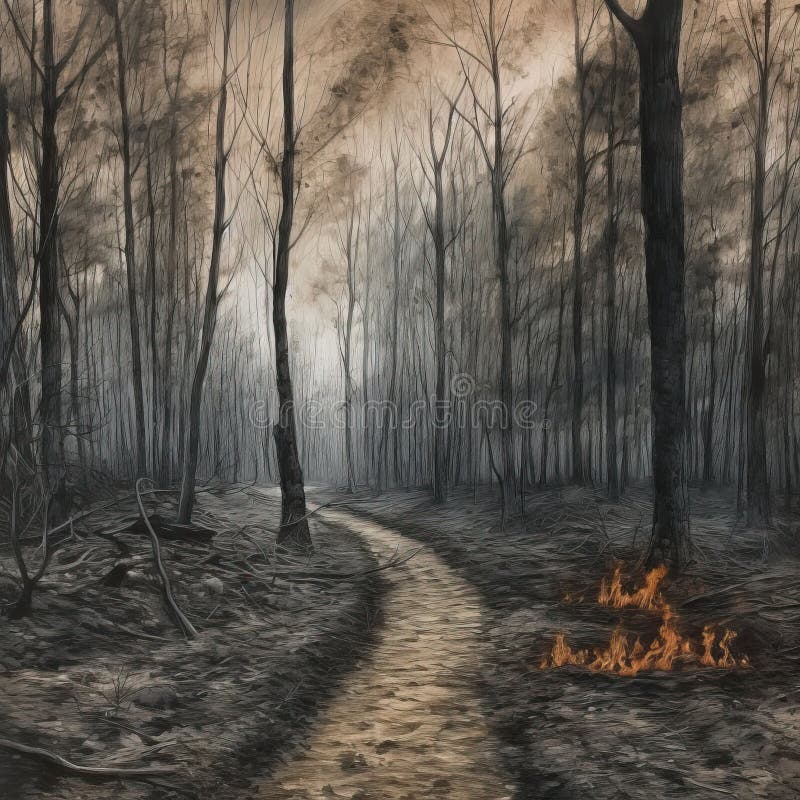 Landscape of a Forest that Has Been Destroyed by Fire. AI-generated ...
