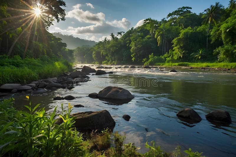A Landscape of a Forest with Peaceful Background Stock Photo - Image of ...